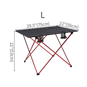 Outry Lightweight Folding Table with Cup Holders, Portable Camp Table (L - Unfolded: 29.5" x 22" x 21")