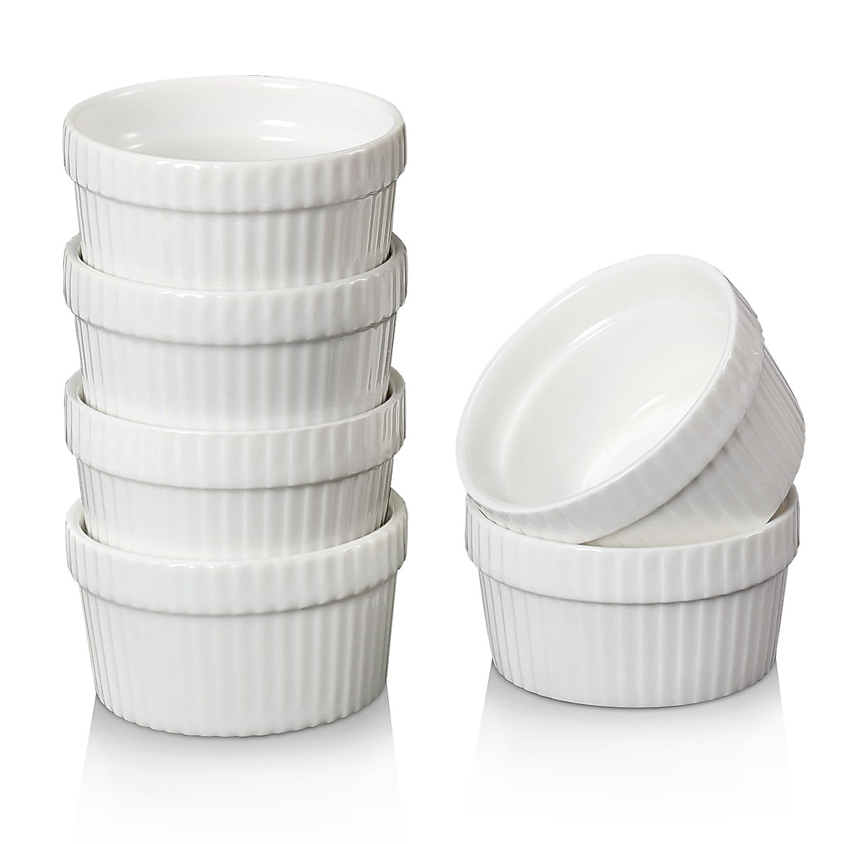 Mini Ramekins 1.5 oz, Vidalenta Dipping Sauce Cups, Tiny Ramekins Dip Bowl Porcelain Souffle Dish Set of 6, Small Ramekins Dessert Cups Small Bowls for Charcuterie Board, Microwave & Oven Safe, White
