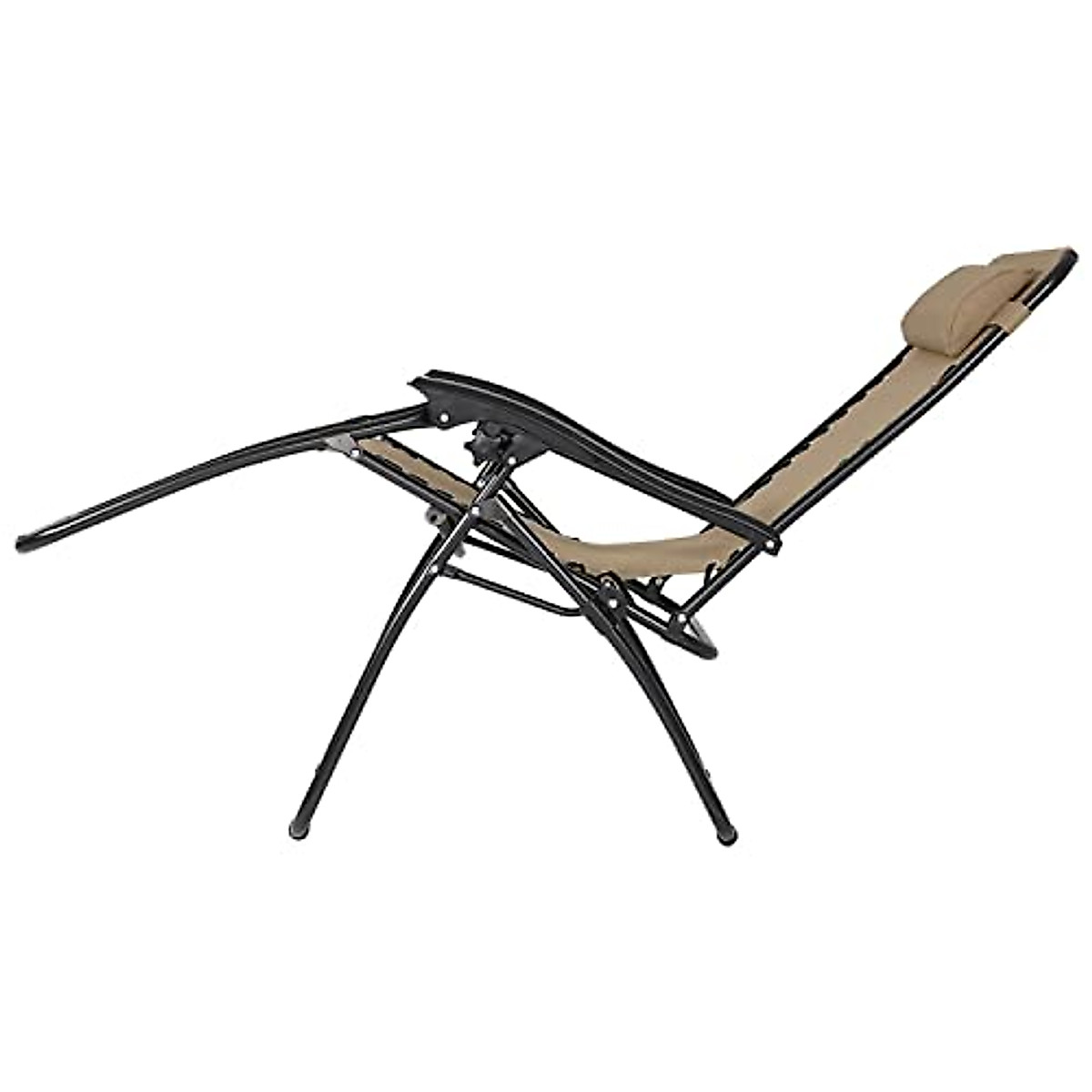 Sunnydaze Outdoor Zero Gravity Chair 2 Pack with Patio Table Cupholders and Pillows Included Khaki