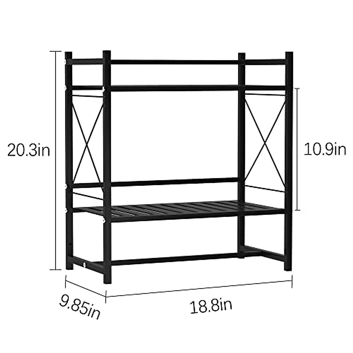 TZAMLI 2-Tier Towel Rack Wall Mounted Bathroom Shelves with Towel Bar, Floating Shelves Over Toilet, Metal Storage Shelf Shower Organizer, Black