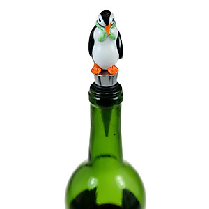 Glass Penguin Wine Bottle Stopper - Decorative, Unique, Handmade, Eye-Catching Glass Wine Stoppers – Penguin Wine Stopper, Wine Accessories, Penguin Gift for Host/Hostess - Wine Corker / Sealer