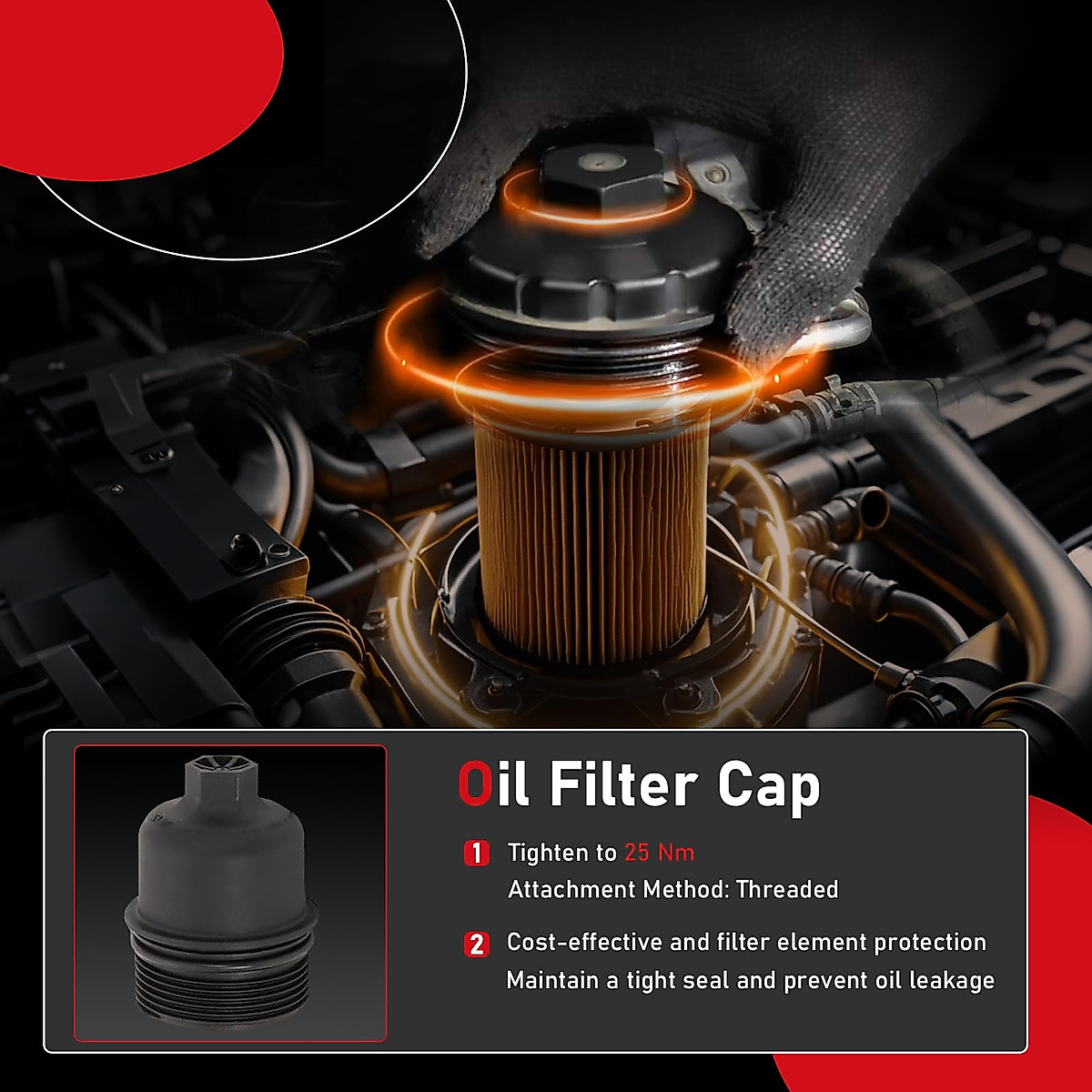 HRepair 926-959 926-876 Engine Oil Cooler 3.6 Oil Filter Housing Assembly, Oil Cooler Housing For Jeep Wrangler Cherokee Dodge Charger Journey Challenger Chrysler 200 300 Town & Country