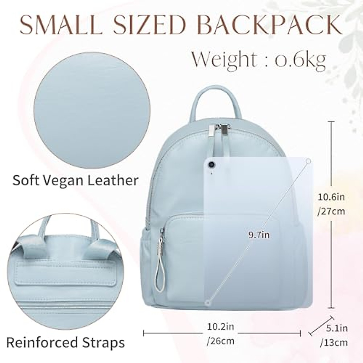 VASCHY Mini Backpack Purse, Faux Leather Small Backpack for Women (Sky Blue)
