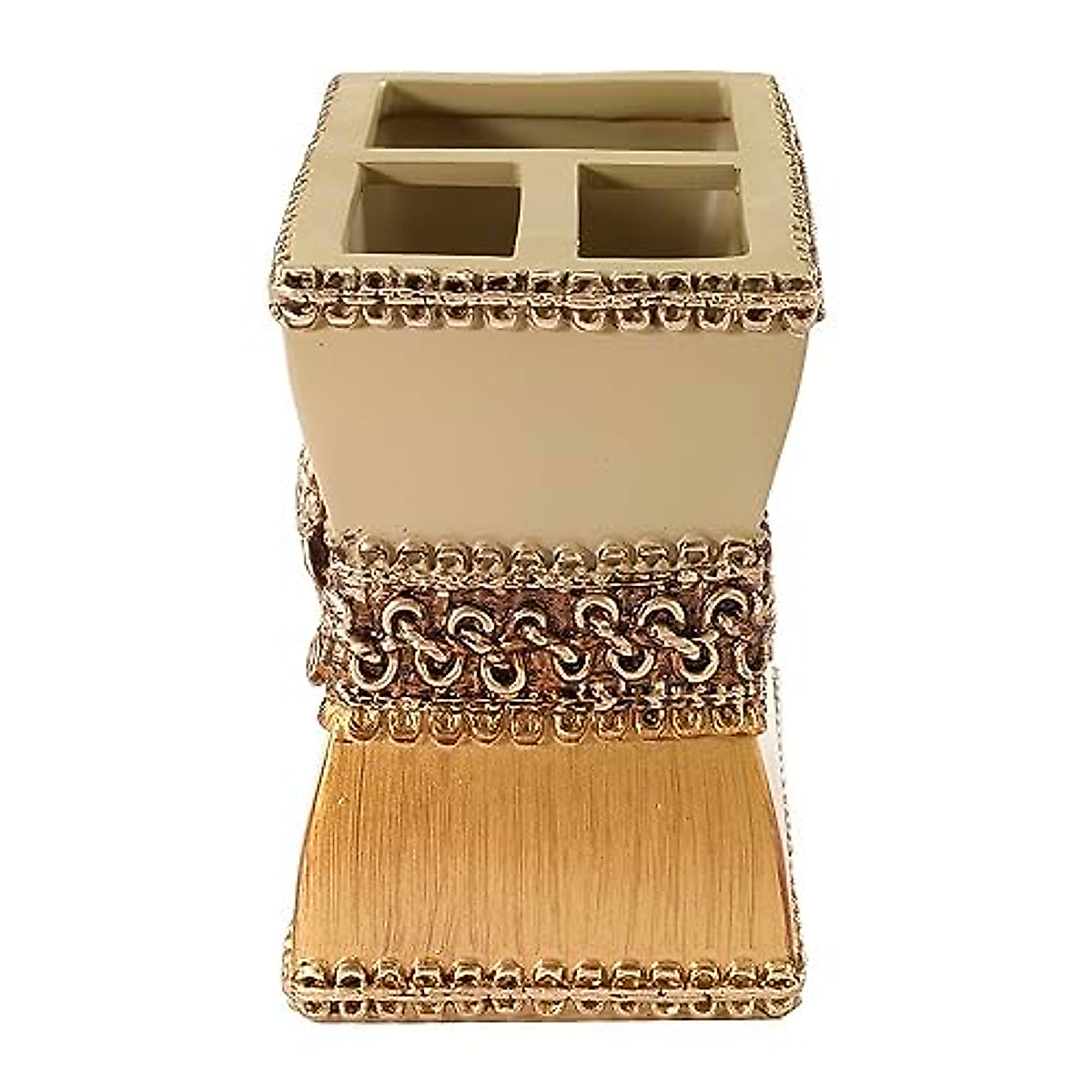 Avanti Linens 11166BGTE Braided Medallion Toothbrush Holder, Medium, Multicolor , Gold