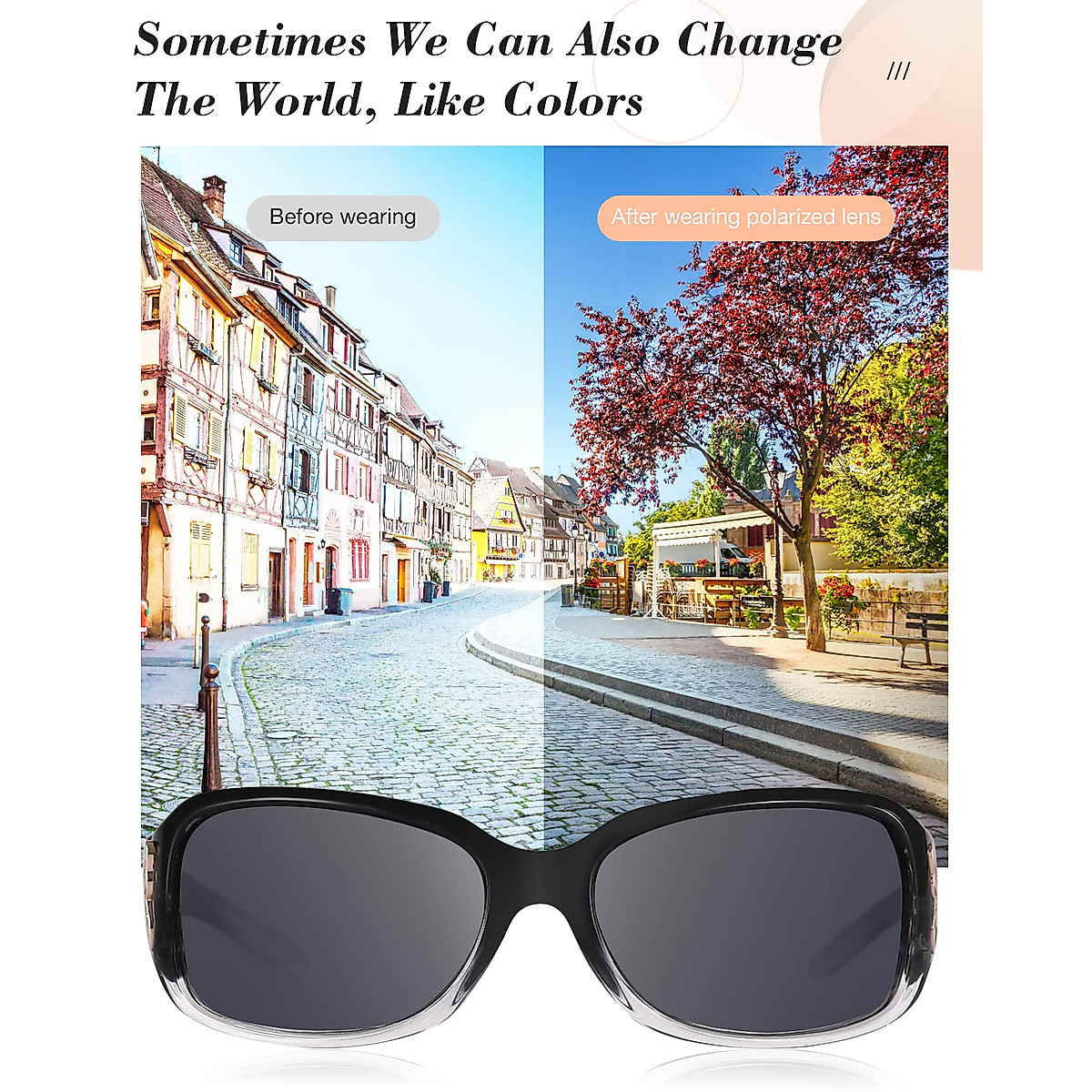 LVIOE Polarized Sunglasses for Women, Fashion Butterfly Decoration Driving Fishing-99.99% UV Protection