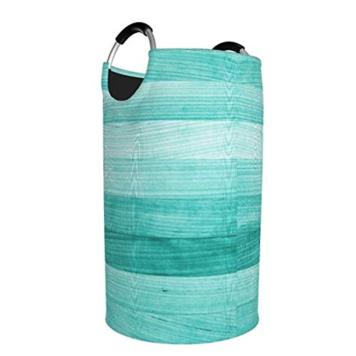 Kiuloam Teal Turquoise Green Wood 82L X-Large Storage Basket Collapsible Organizer Bin Round Laundry Hamper for Nursery Clothes Toys