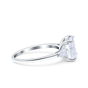 Blue Apple Co. Simulated Cubic Zirconia Size-6 Asscher Cut Art Deco Wedding Engagement Ring Bridal Baguette CZ 925 Sterling Silver