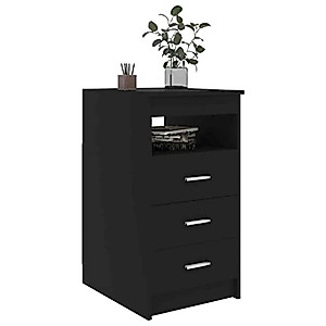 MAXCBD Nightstand Bedside Table Drawer Cabinet Drawer Cabinet Black 15.7"x19.7"x29.9" Chipboard Easy to Maintain and Clean Storage Tower Dresser