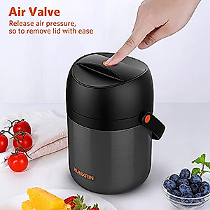 Runkrin Insulated Food Jar 54oz for Hot Food 8 Hours, 2 Tiers Leak-Proof Bento Lunch Box, Vacuum Double-wall Thermal, Stainless Steel Stackable Soup Containers for Men Women