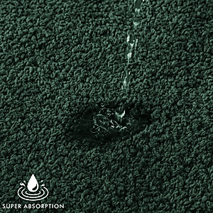 MIULEE Dark Green Bathroom Rugs Set 2 Piece, Non Slip Bath Mat with Absorbent Microfiber, Ultra Soft Thick Rugs for Bathroom Floor Tub Shower, Machine Washable (16 x 24 Inches)