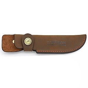 TOURBON Brown Leather Fixed Blade Knife Sheath with Snap Closure
