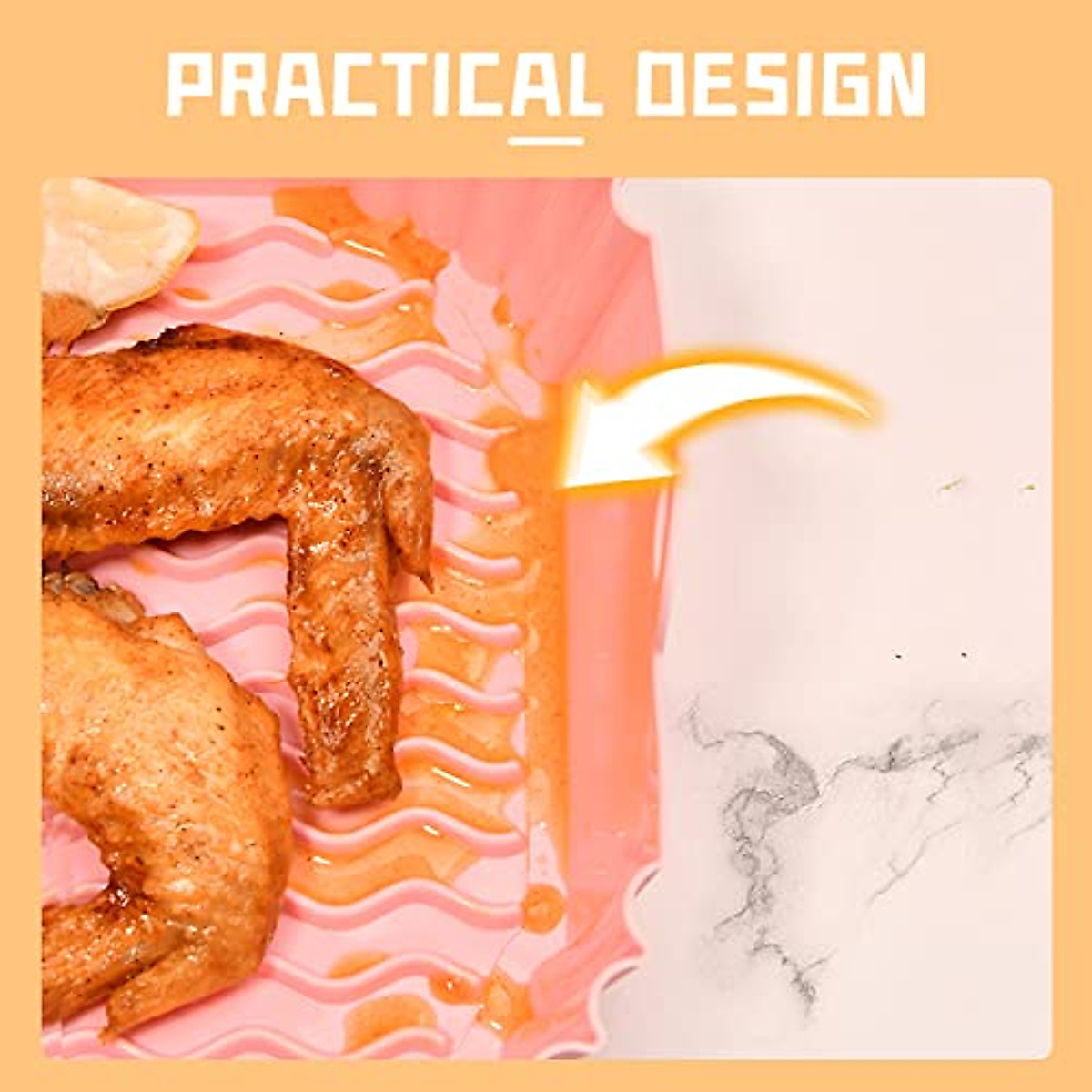 2 Pcs Air Fryer Square Silicone Liners, 8 inch for 4 to 7QT Reusable Silicone Pot for Air Fryer Basket Easy Clean or Oven Microwave Air Fryer Accessories Basket (Grey+Pink)