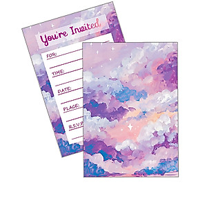 Raykeeplus Birthday Invitations Birthday Invitations Girl (20 Cards with 20 Envelopes) -Birthday Party Invitations for Girls, Kids, Adults, Party Supplies 6.3 Inches X 4.3 Inches-Watercolor