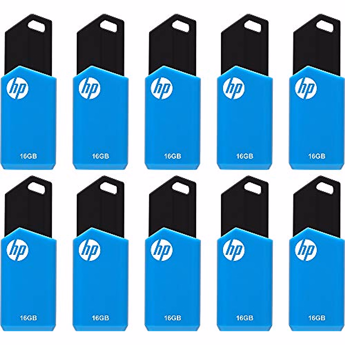HP 16GB v150w USB 2.0 Flash Drive 10-Pack, Blue