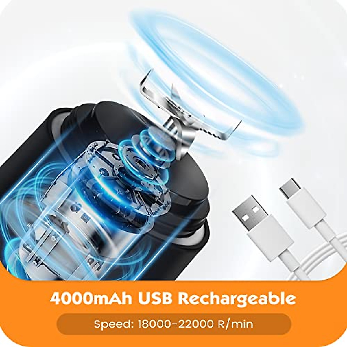 Portable Blender, 600ML Personal Blender for Shakes and Smoothies Mini Blender USB Rechargeable, Two Blend Modes, 20 oz Handheld Blender with 6 Ultra-sharp Blades for Travel, Office and Sports