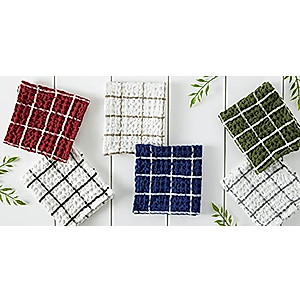 DII Washed Waffle Collection Oversized Preshrunk Ultra Absorbant, Dishcloth Set, 12x12, Gray, 6 Piece