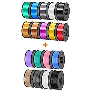2500g 3D Printer Filament Bundle Multicolor, SUNLU Silk Filament&SUNLU PLA+ Filament, 10 Pack+8 Pack