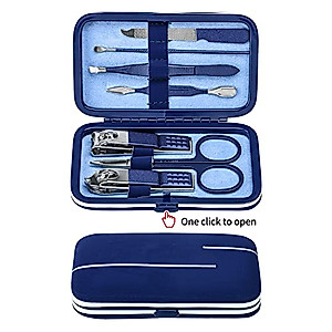 LCPCX Nail clippers set,Pedicure kit,manicure, travel kit for women,mens gifts,7-piece set,blue