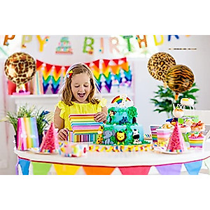 36 Pieces Jungle Balloons by Lunaborne - 18-inch Aluminum Foil Balloons - Leopard Tiger Zebra Giraffe Print Pattern Helium Party Balloons, Jungle Wildlife Zoo Theme Birthday Party Decorations