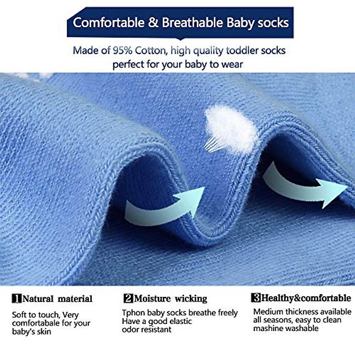 Tphon Kids Non Slip Toddler Boy Grip Socks 12 Pairs Anti Skid Sticky Socks for 3-5 Years Infants Baby Children