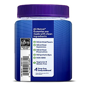 Natrol Mood+ Stress Relax+ Night Calm Gummies With L-Theanine, 5-HTP, Lemon Balm and Melatonin, Drug-Free Dietary Supplement for Nighttime Stress and Better Sleep, 50 Gummies, 25 Day Supply