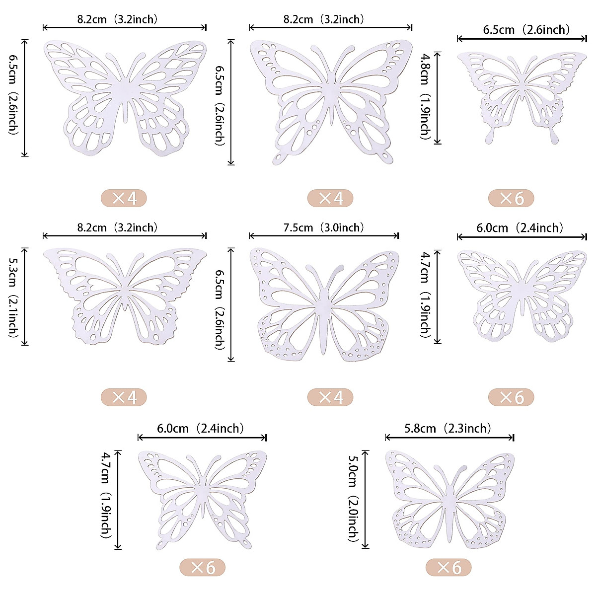 40 PCS Laser 3D Butterfly Cupcake Toppers Hollow Arts Butterfly Cake Decorations for Baby Shower Wedding Fairy Birthday Party Supplies Butterfly Wall Sticker Decoration Mixed Styles Silver