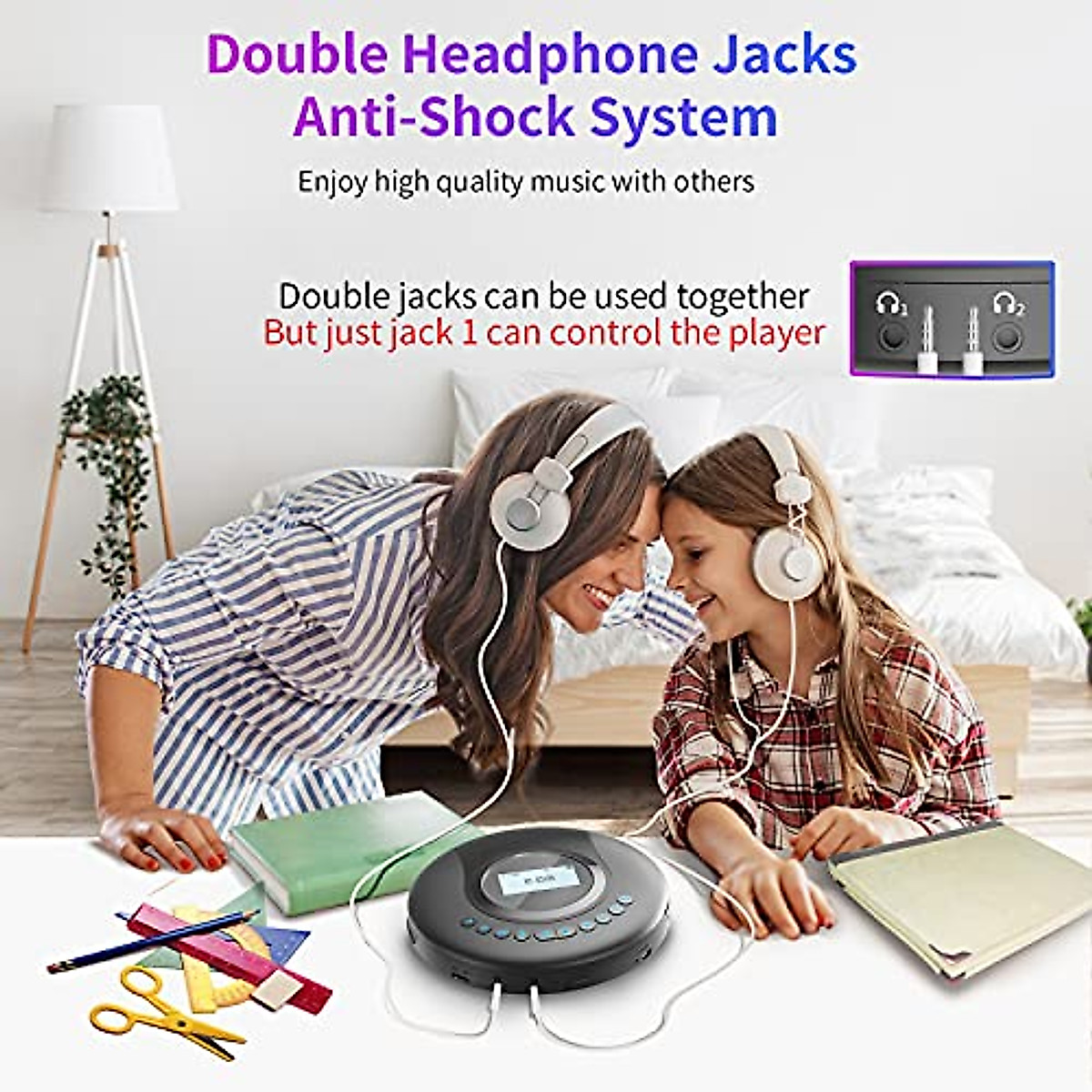 CD Player Portable, ARAFUNA Bluetooth CD Player for car, 2000mAh Rechargeable Portable CD Player with LCD Screen, Anti Shock Protection Walkman CD Player with Headphone -Upgraded