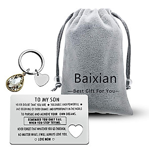 Engraved Wallet Insert Card for Son from Mom, Inspirational Gifts for Son, Son Wallet Card Gifts, Stainless Steel Son Birthday Card, Graduation Gifts Christmas Deployment Gifts for Son