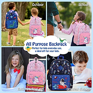 Kids Backpack,VONXURY Cute Lightweight Toddler Preschool Backpack for Little Boys Girls with Chest Buckle,Blue Dinosaur