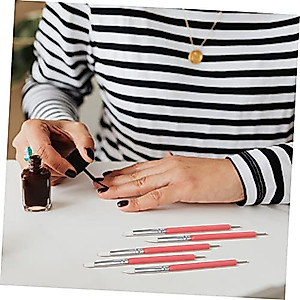 FOMIYES 5pcs Silicone Dot Needle Pen Nail Set Tool Pinceles Para Uñas Acrilicas Nails Kits Salon Nail Stylus Pen Nail Brush Pen Nail Art Tip Dot Nail Liner Brush Manicure Brush Pen Pink