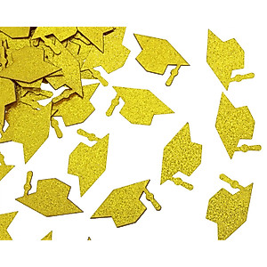 ONLYKXY 100pcs Graduation Cap Table Confetti Decor Glitter Confetti Graduation Hat Decoration for High School College Grad Party Decor Chocolate Favor Envelope Decal Scatter Bless Confetti (Gold)