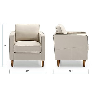 Mellow HANA Modern Linen Fabric Loveseat / Sofa / Couch with Armrest Pockets, Sand Grey