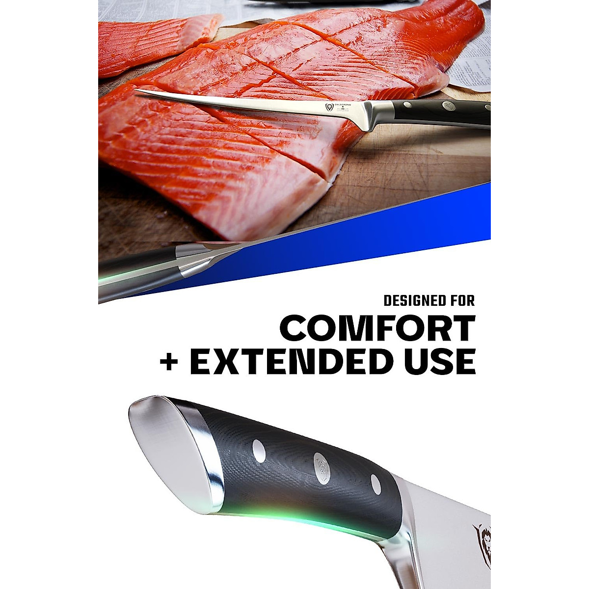 Dalstrong Fillet Knife - 7 inch Flexible Blade - Gladiator Series Elite - High Carbon German Steel - Black G10 Handle Boning Knife - w/Two Sheaths - Razor Sharp Kitchen Knife - NSF Certified