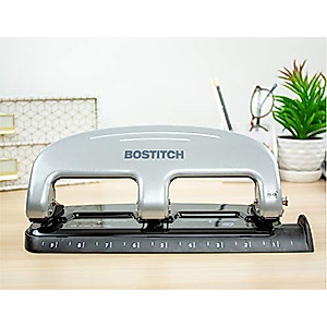 Bostitch Office EZ Squeeze 3-Hole Punch, 20 Sheet Capacity, Reduced Effort, No Jam Technology , Silver