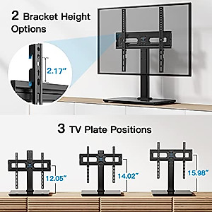 PERLESMITH Universal TV Stand Table Top TV Base for 32 to 60 inch LCD LED OLED 4K Flat Screen TVs-Height Adjustable TV Mount Stand with Tempered Glass Base,VESA 400x400mm,Holds up to 88lbs,PSTVS15