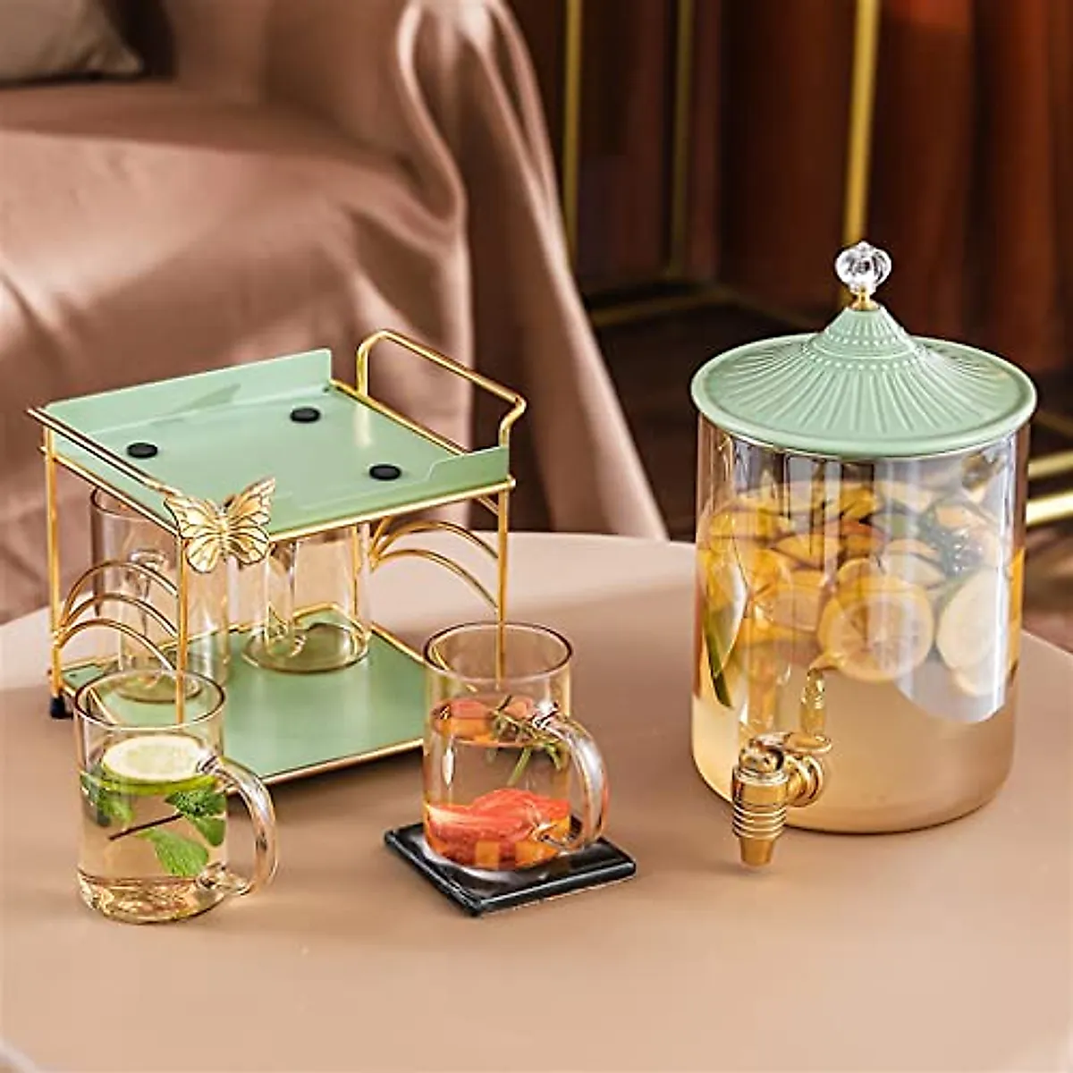 EVANEM Cold Kettle with Faucet Refrigerator Cold Kettle High Temperature Beverage Bucket Large Capacity Fruit Tea Bucket Set (Color : E, Size : As the picture shows)