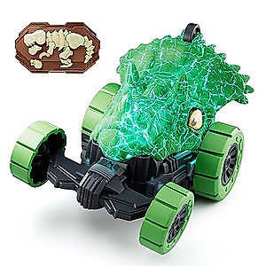 LOVE LIFE Remote Control Car, RC Stunt Car Invincible 360°Rolling Twister with Colorful Lights & Music Switch, Dinosaur Remote Control Car for 3 4 5 6 7 8 Year Old Kids Boys (Triceratops)