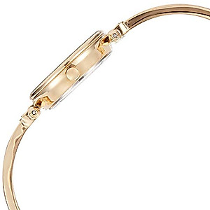 Anne Klein Women's AK/1980TMGB Diamond-Accented Dial Tan and Gold-Tone Bangle Watch