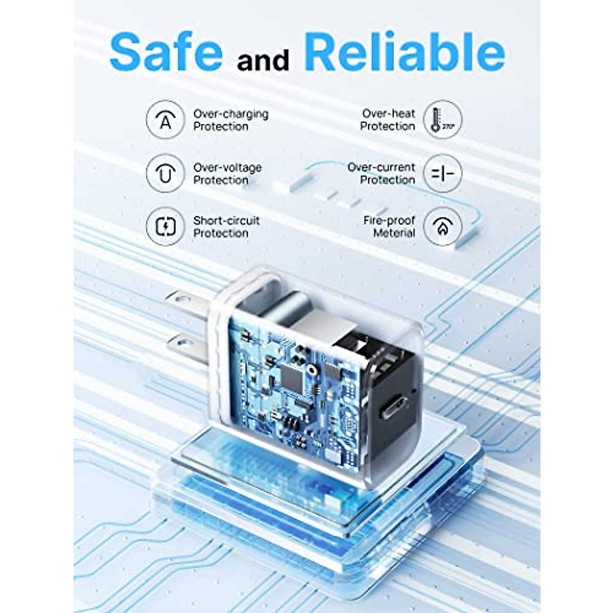 20W USB C Fast Charger Compatible with iPad Pro 12.9, iPad Pro 11 inch 2021/2020/2018, iPad Air 5th/4th 10.9 inch 2022/2020, iPad Mini 6, PD Wall Charger with 6.6FT USB C to C Charging Cable