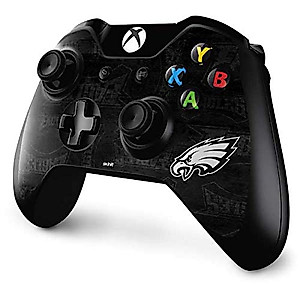 Skinit Decal Gaming Skin Compatible with Xbox One Controller - Officially Licensed NFL Philadelphia Eagles Black & White Design