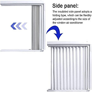 DIDnDID Window Air Conditioner Side Panels with Frame, Room AC Accordion Filler Curtain Kit Replacement, Adjustable Insulation AC Side Panel Include Frames