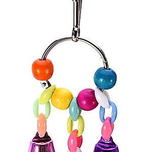 Shuohu Bird Chewing Toy,Pet Bird Bell String Chain Parrot Bite Hanging Cage Decoration Random Color