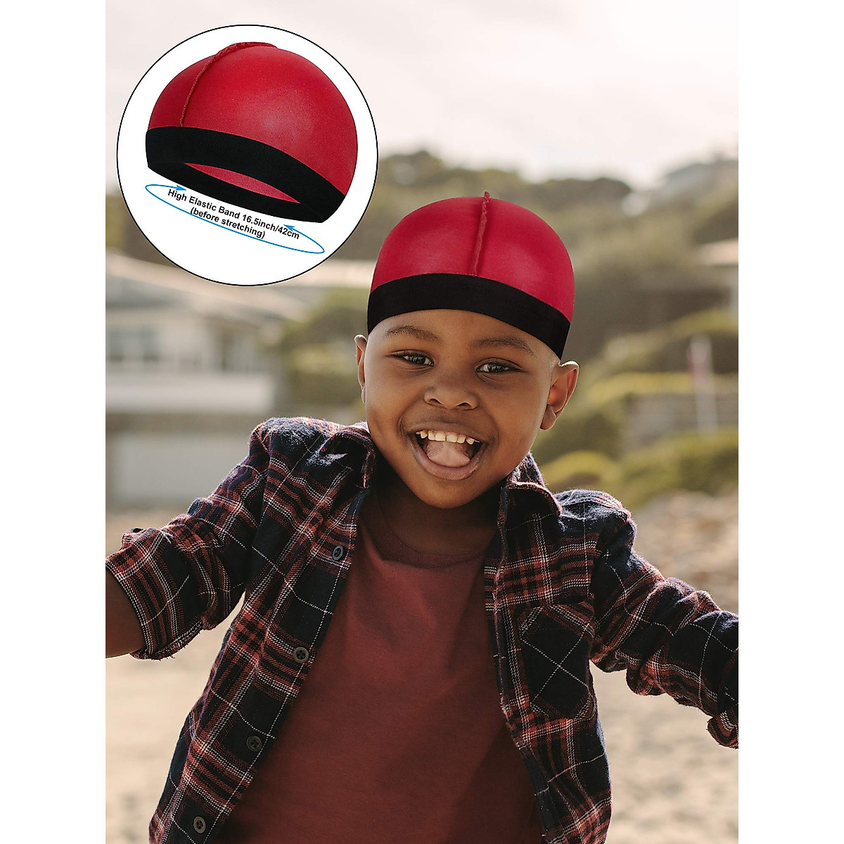 12 Pieces Kids Satin Silk Durag with Wave Caps Set Unisex Baby Durags 360 Wave Wide Strap Headwraps Long Tail Turban Beanies