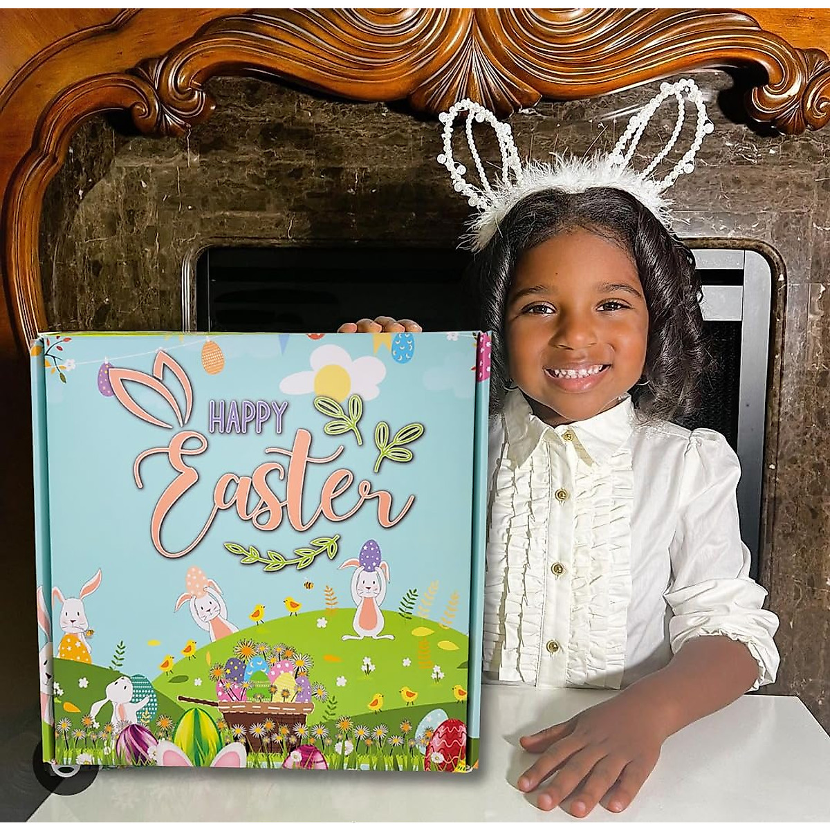 Easter Care Package for Kids - Prefilled Complete with Toys & Candy, Pre-made Basket Fillers Stuffed Box, Boys, Girls, Adults, teens,toddler, Premade Easter Baskets, Easter Baskets (Blue Bunny)