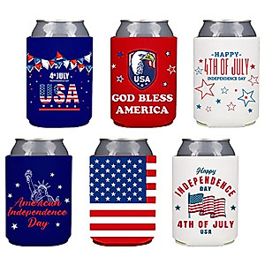 12PCS Fourth/4th of July Can Cooler - Patriotic Beer Sleeves Covers Party Supplies Favors
