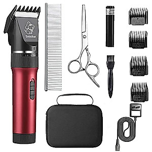 SMINIKER Low Noise Horses Clippers Dog Clippers Cordless Cat Clippers Grooming Kit with Storage Bag 5 Speed Professional Animal Clippers Pet Grooming Kit