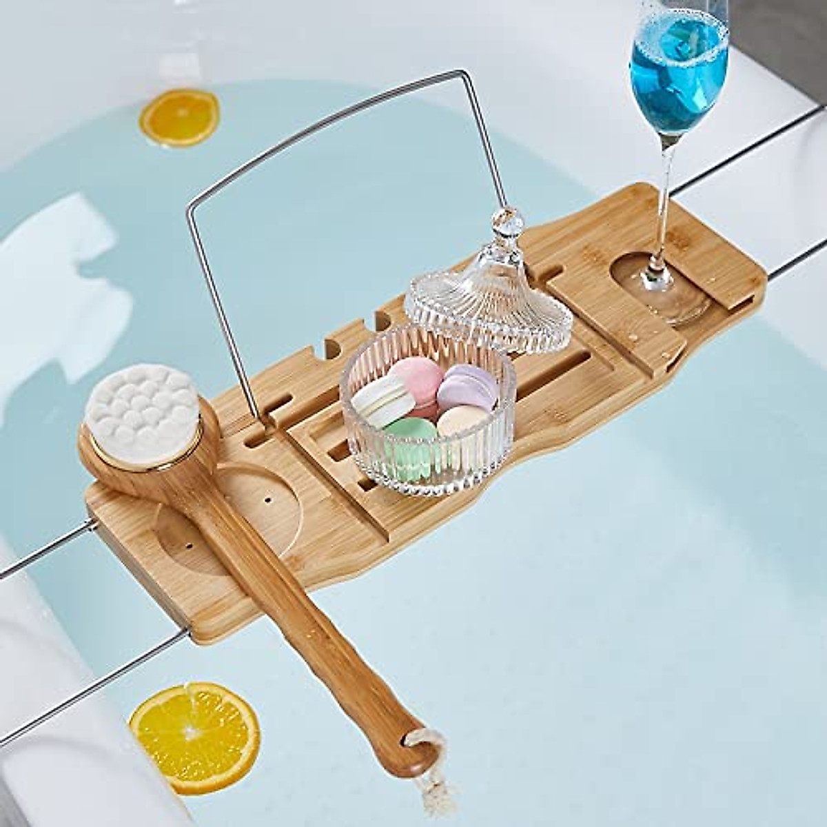 SDGH Bath Tub Tray Spa Bathtub Book Wine Tablet Holder Reading Rack Bathtub Multi-Function Bathroom Accessories