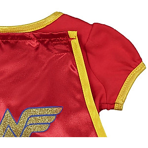WARNER BROS DC Comics Justice League Wonder Woman Newborn Baby Girls Cosplay Costume Bodysuit Dress Cape and Headband Set 3-6 Months