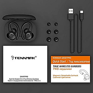 TENNMAK 2 in 1 Sport & Casual True Wireless Earbuds, SMARTPRO Bluetooth Headphones in Ear Wireless TWS Earbuds with Mic Earphones, Gaming & Music Mode /2EQ Sound/Volume Control / IPX5 Waterproof