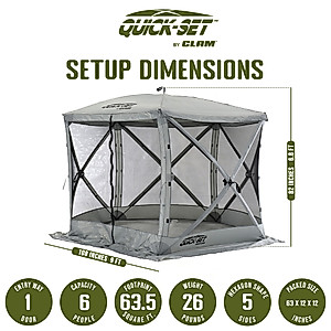 CLAM Pop Up Screen Tent, Outdoor Camping Gazebo Canopy, Venture, 9' x 9', Gray